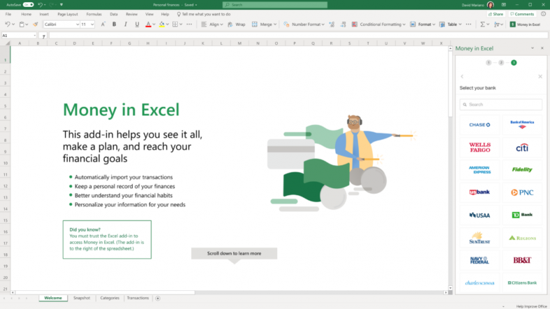 Money in Excel, Microsoft añade una forma de administrar tus finanzas