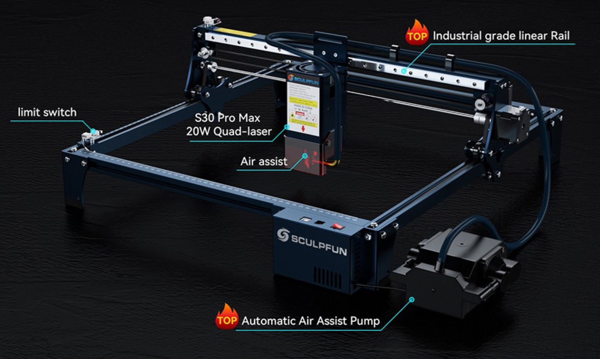SCULPFUN S30 Pro Max, máxima potencia y asistencia de aire - Ufinis.cl