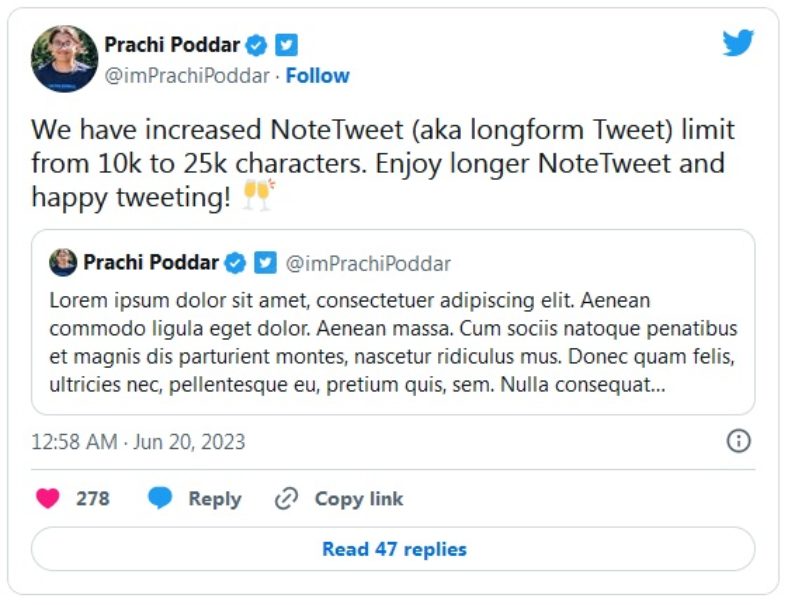 Twitter aumenta el límite en publicaciones a 25 mil caracteres